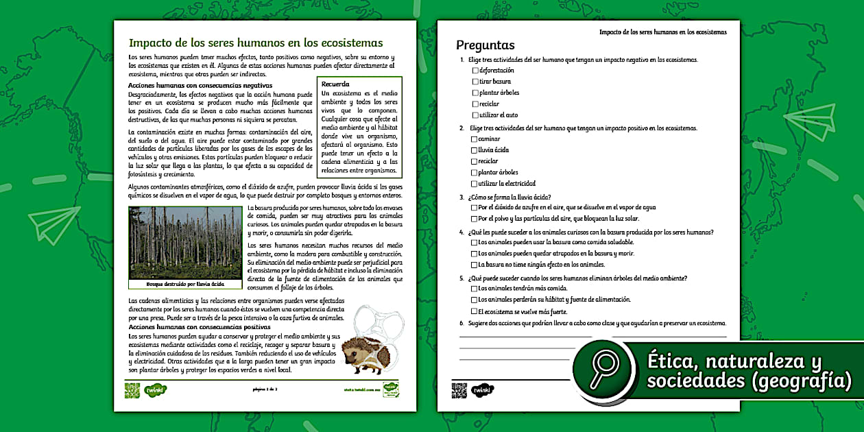 Los ecosistemas - Impacto de los seres humanos - Twinkl