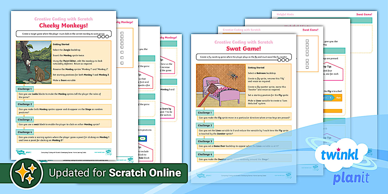 Computing Scratch Developing Games Year 5 Home Learning Task