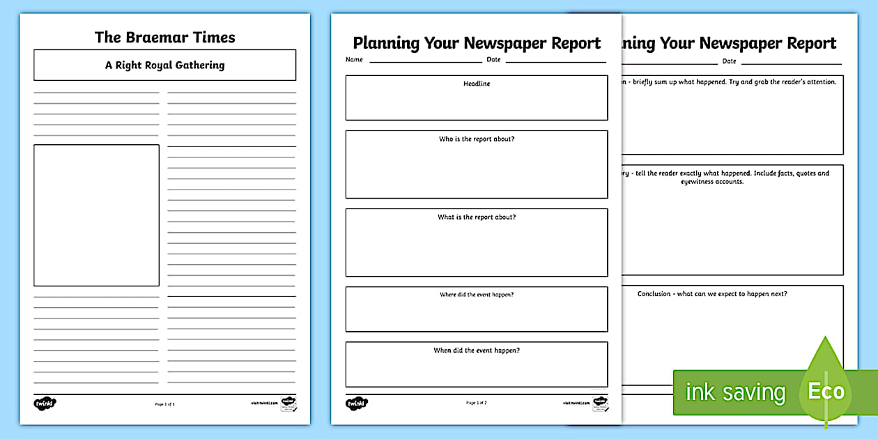 Editable Braemar Gathering Newspaper Report Planning and Template Activity