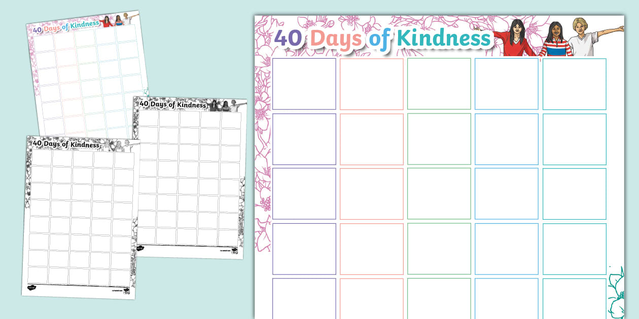 40 Days of Kindness Writing Template - Twinkl