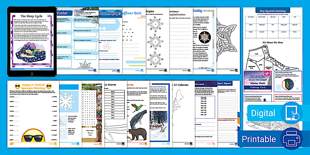 Fourth Grade Winter Sub Pack (nauczyciel wykonał) - Twinkl