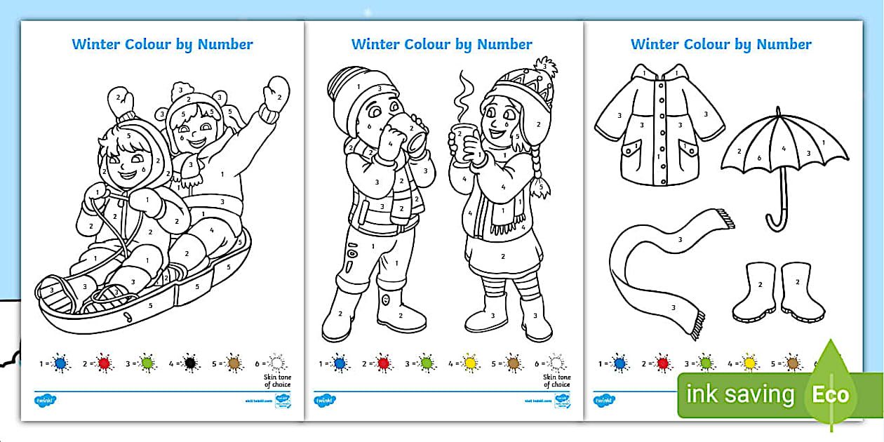 Winter Colour by Number (teacher made) - Twinkl