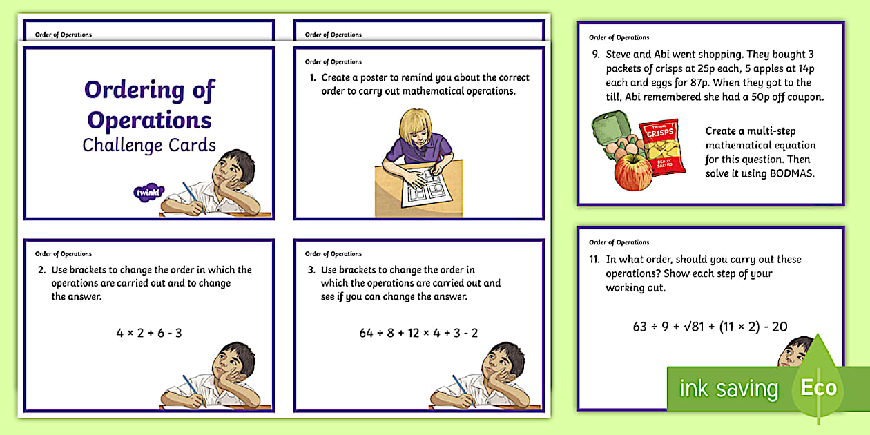 CfE Second Level Order of Operations Challenge Cards