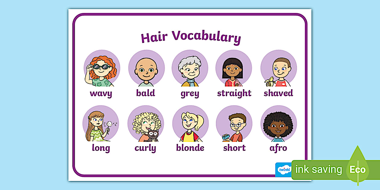 Hair Vocabulary Word Mat (teacher made) - Twinkl