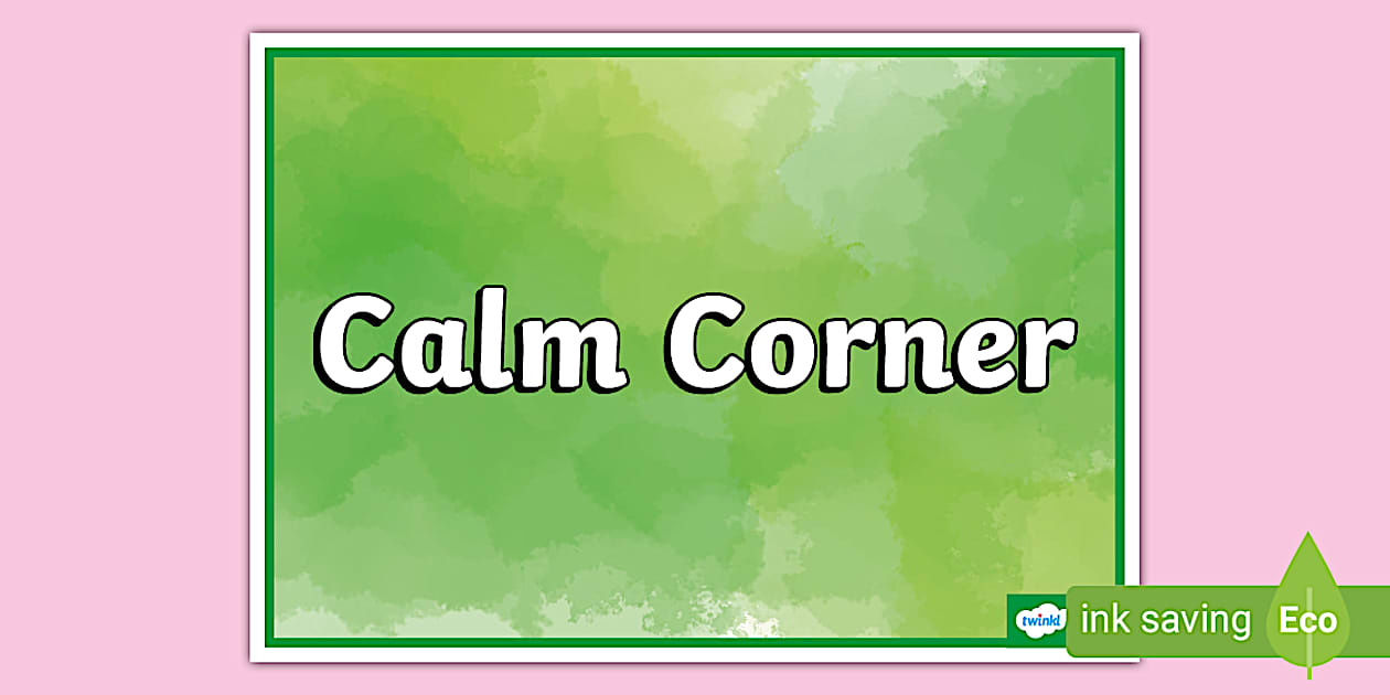 Green Watercolour Calm Corner DIsplay Poster