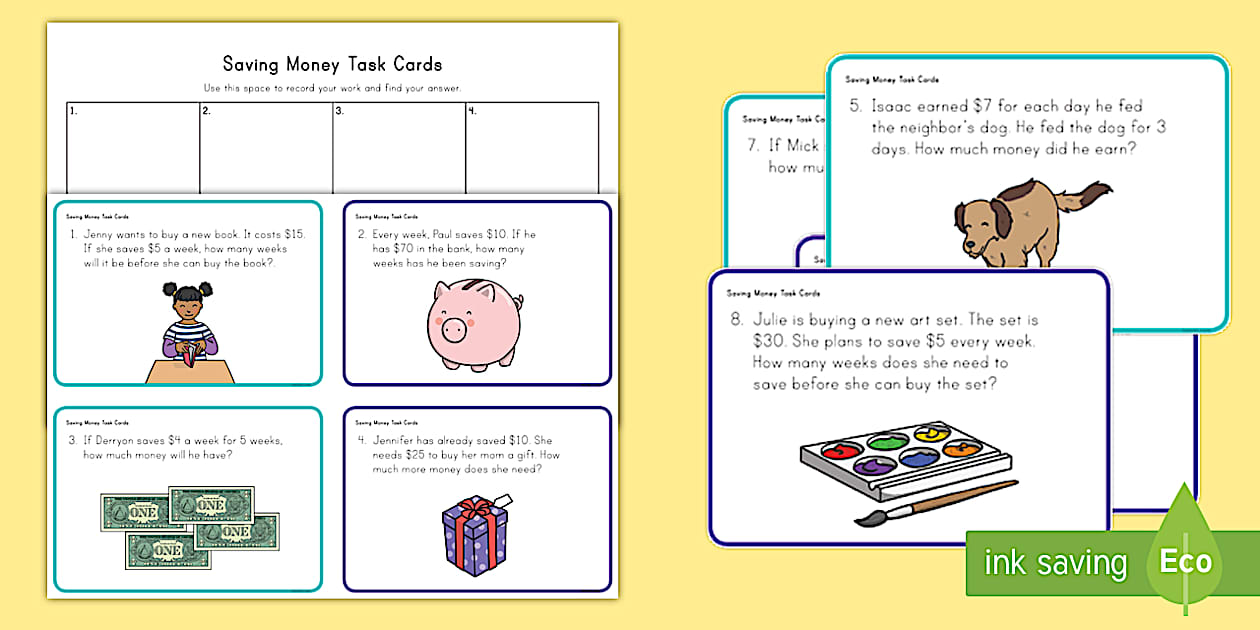 Money Saving Challenge Task Cards | Twinkl USA - Twinkl