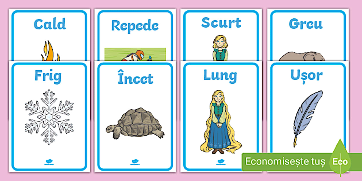 Zece cuvinte cu sens opus – Planșe - Twinkl România