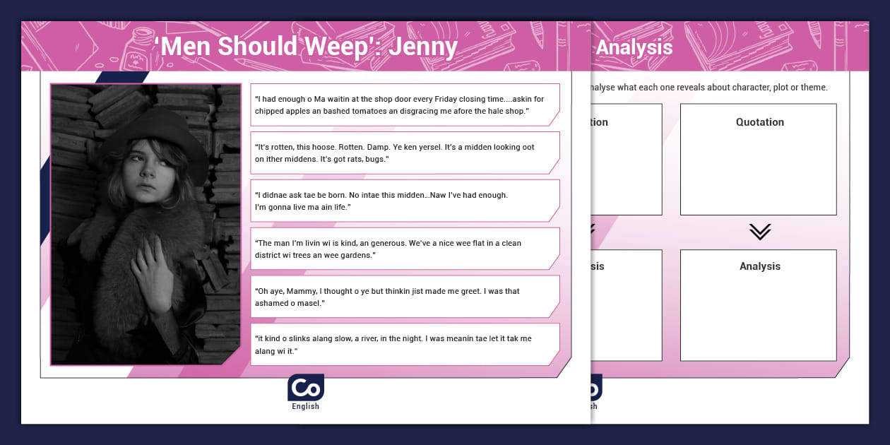 'Men Should Weep' Character Poster: Jenny (teacher made)