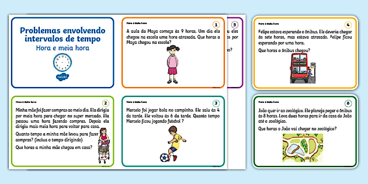 Problemas envolvendo intervalos de tempo - Cartões - Twinkl