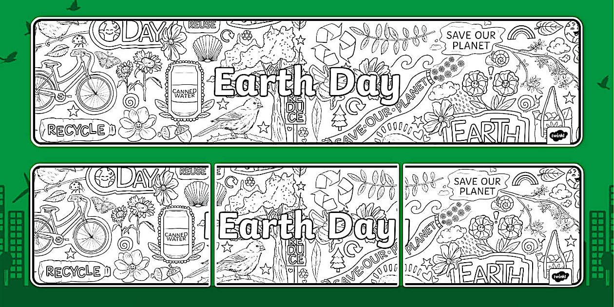 Earth Day Colouring Banner (teacher made) - Twinkl