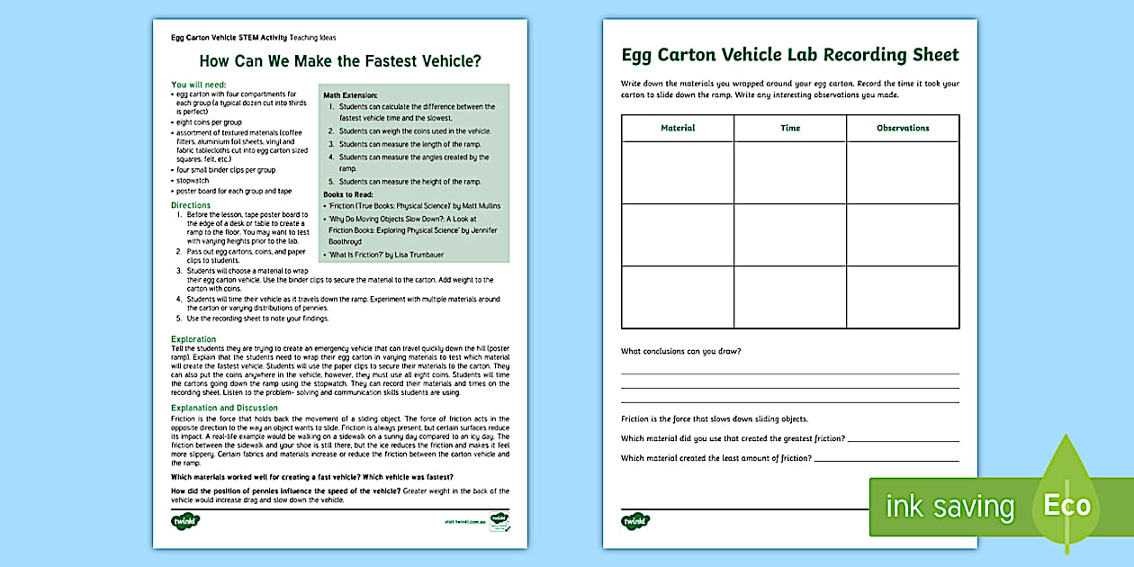 Egg Carton Vehicle STEM Activity (teacher made) - Twinkl