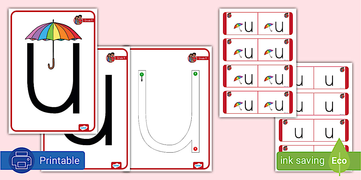 Gr. R Phonics U Poster, Flashcards, and Robot Letter