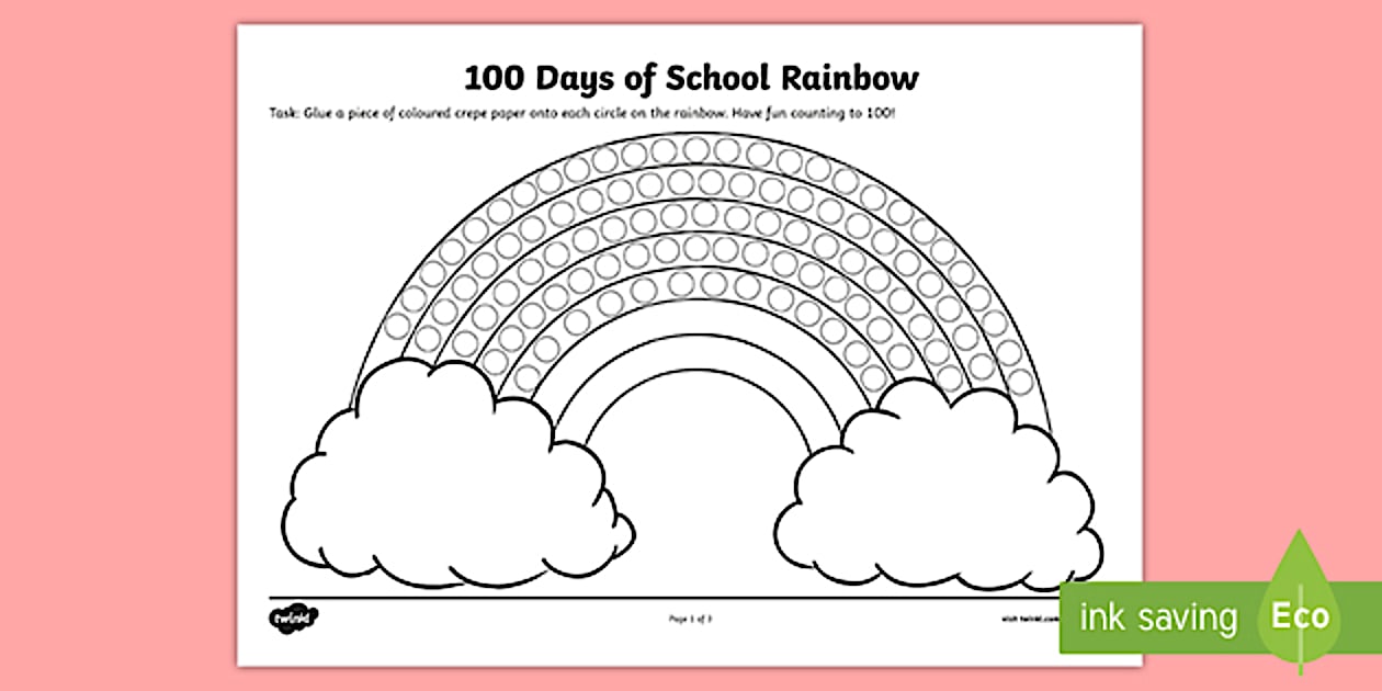 TAS 100 Days of School Rainbow Cut and Stick Differentiated Activity