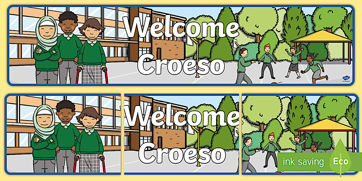 Welcome Bilingual Display Banner / Baner Arddangos Croeso-Welsh