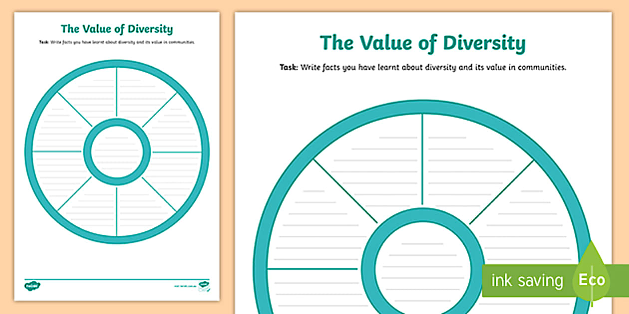 Black and White The Value of Diversity Fact Wheel Worksheet