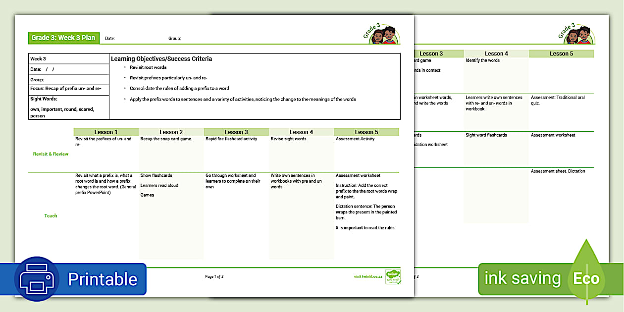 Phonics Planner | Grade 3 Phonics Weekly Planning | Week 3