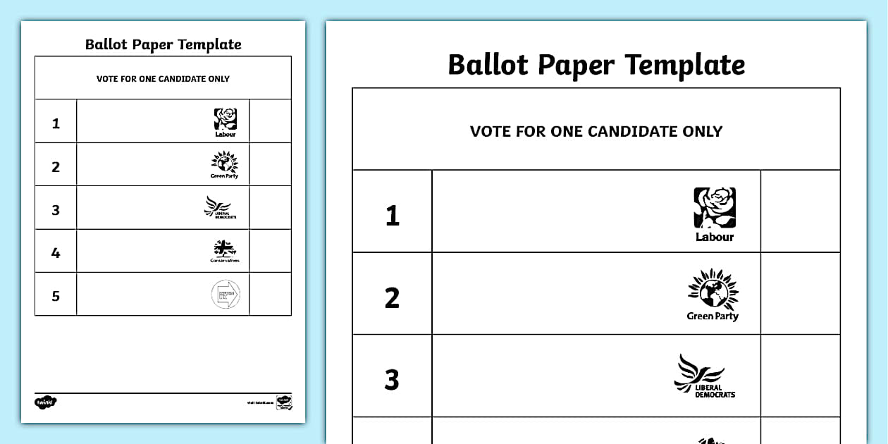 Ballot Paper Template - Teaching Resource (teacher made)