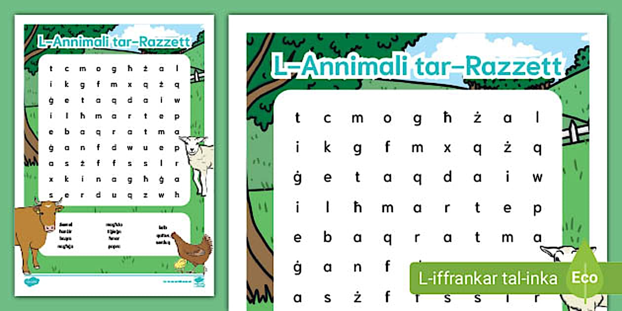 Tiftixa tal-Kliem: L-Annimali tar-Razzett (teacher made)