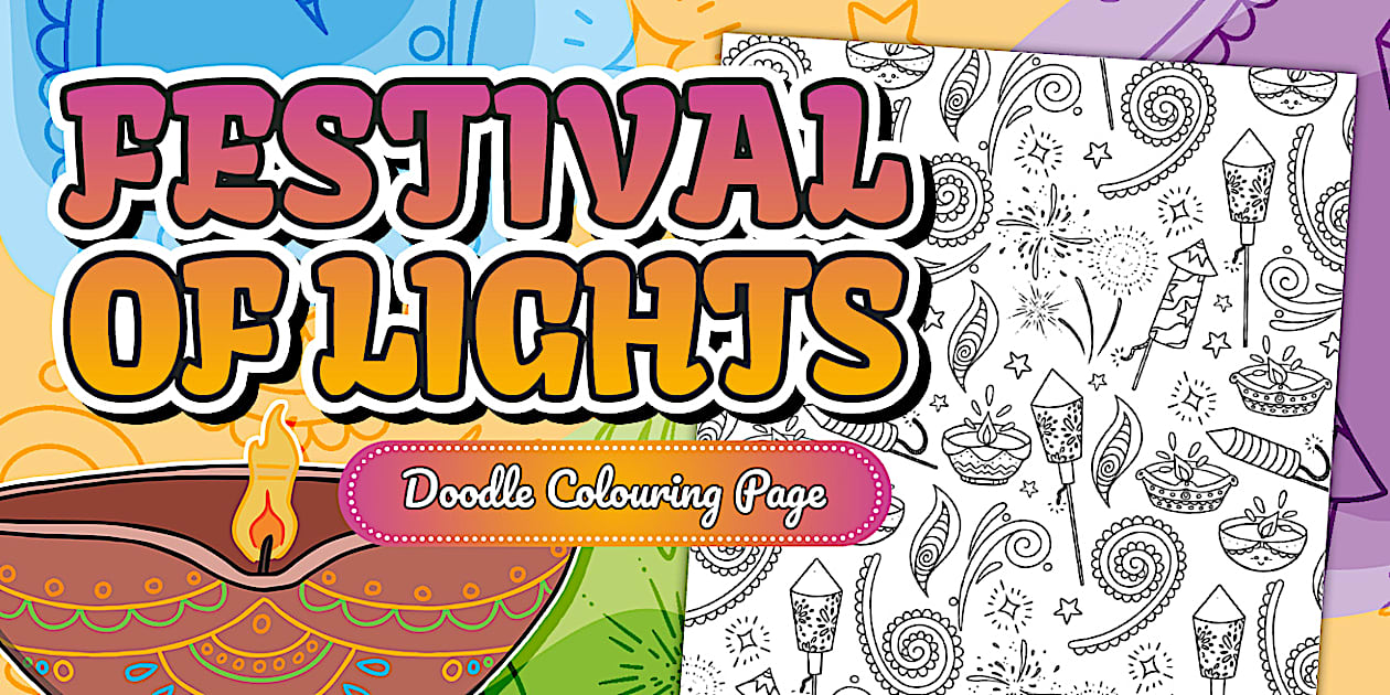 Diwali Doodle Colouring Page - Twinkl Arts