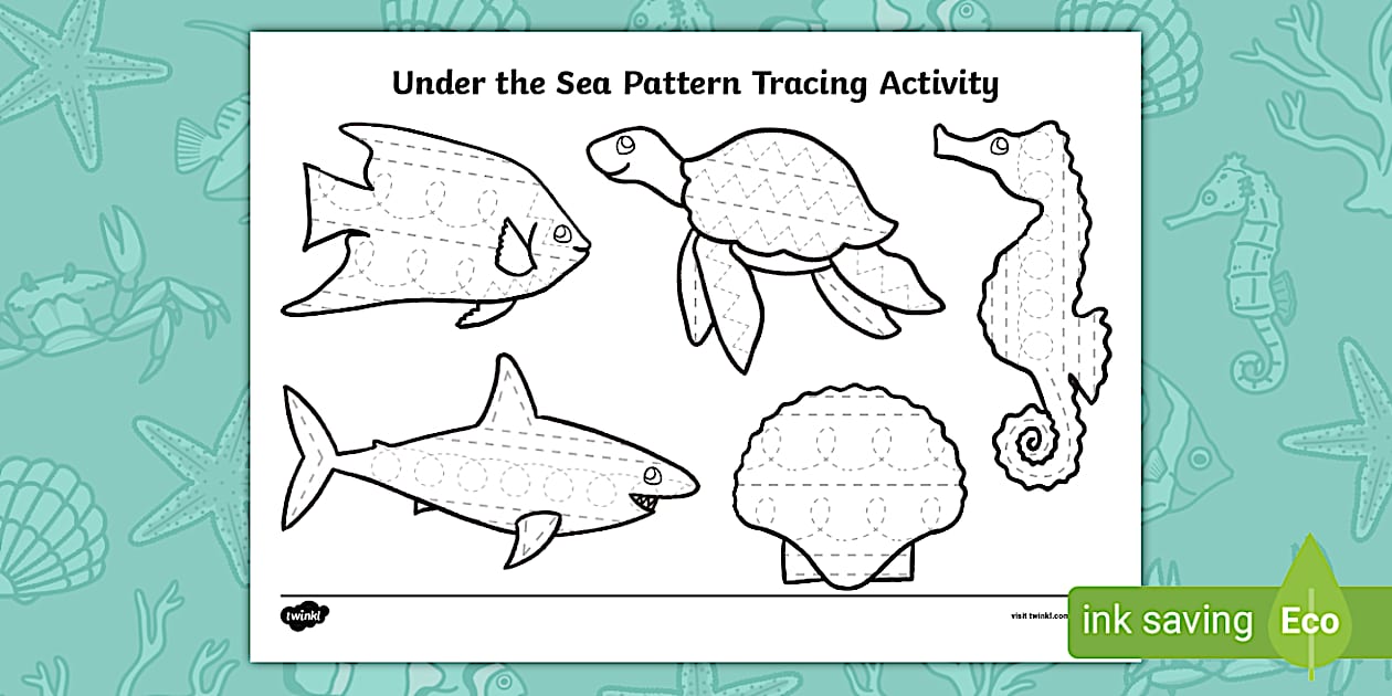 Under the Sea Pattern Tracing Early Years Worksheets