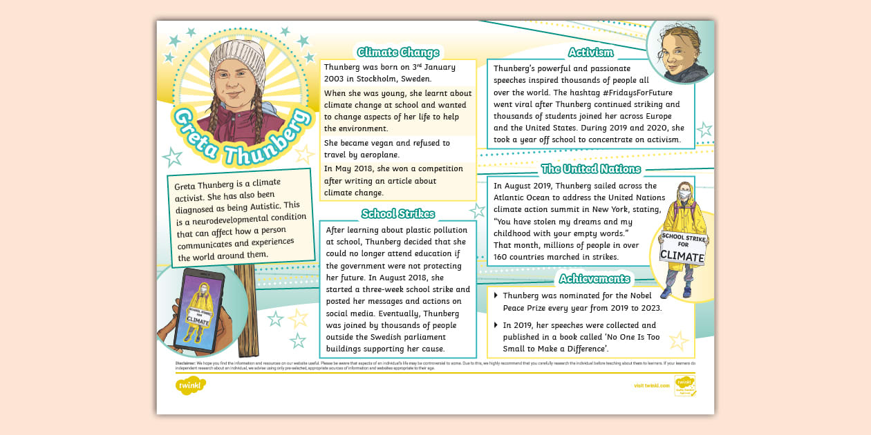 Greta Thunberg Fact File - Twinkl - KS2 (teacher made)