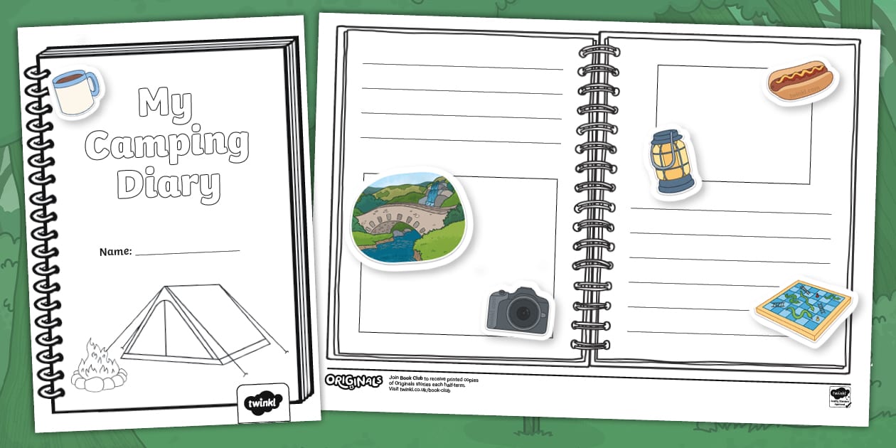 Camping Diary Writing Template (teacher made) - Twinkl