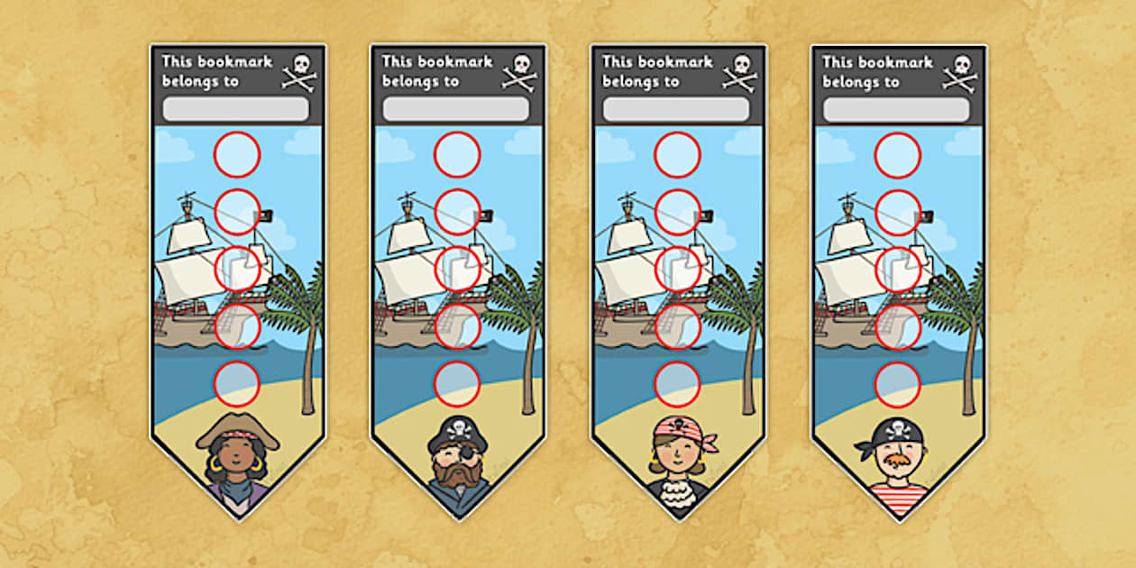 Pirate Sticker Reward Bookmarks (15mm) (teacher made)