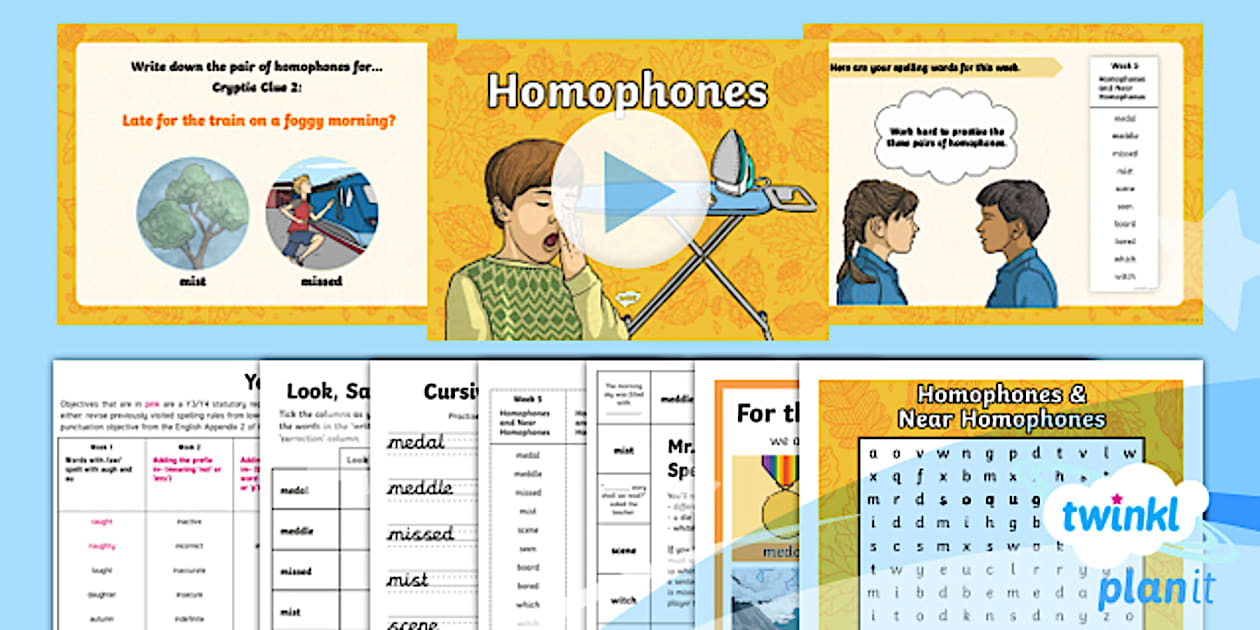 PlanIt Y4 Term 1A W5: Homophones and Near Homophones Spelling Pack