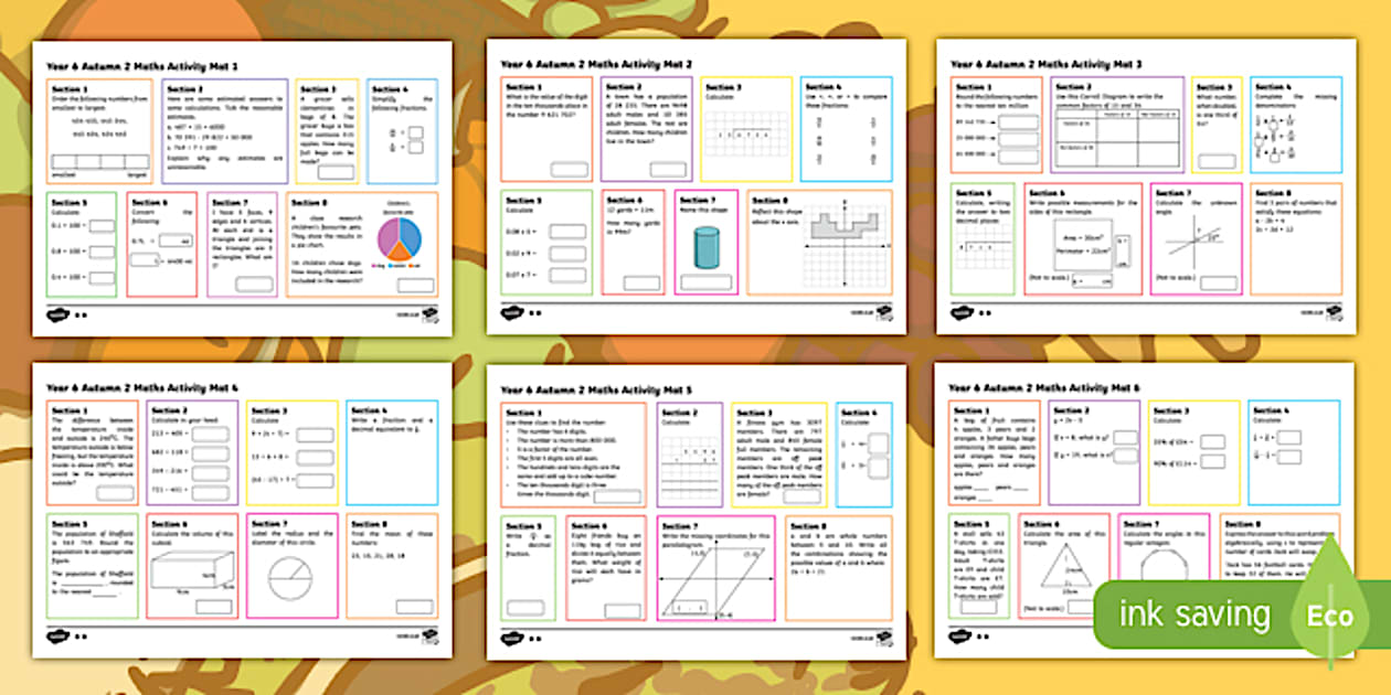 Year 6 Autumn 2 Maths Activity Mats (teacher made) - Twinkl