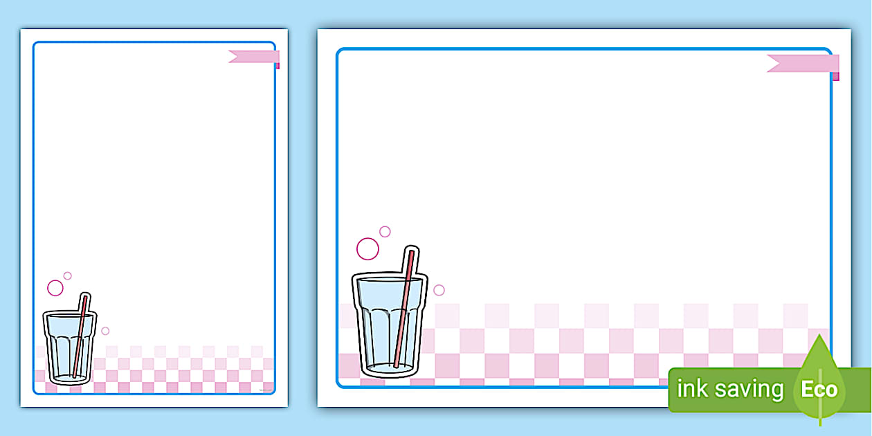 Editable Empty Milkshake Glass Page Border - Twinkl