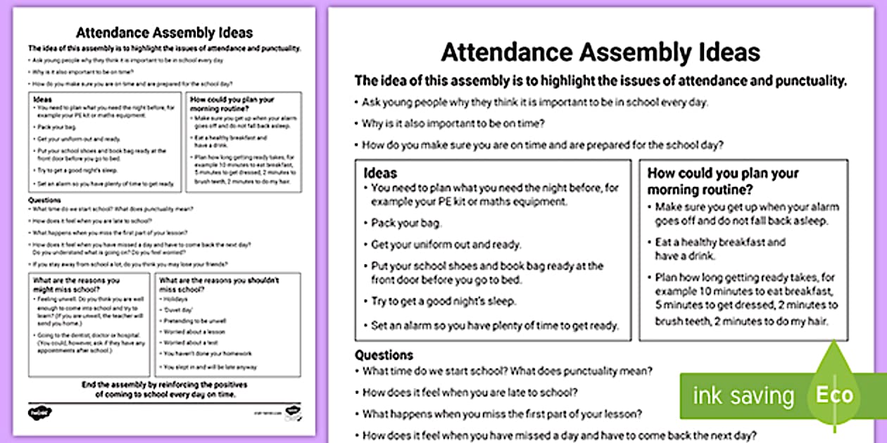 Attendance Assembly Ideas Adult Guidance (teacher made)