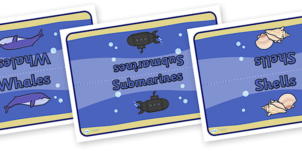 Cursive Editable Class Table Group Signs (Under the Sea)