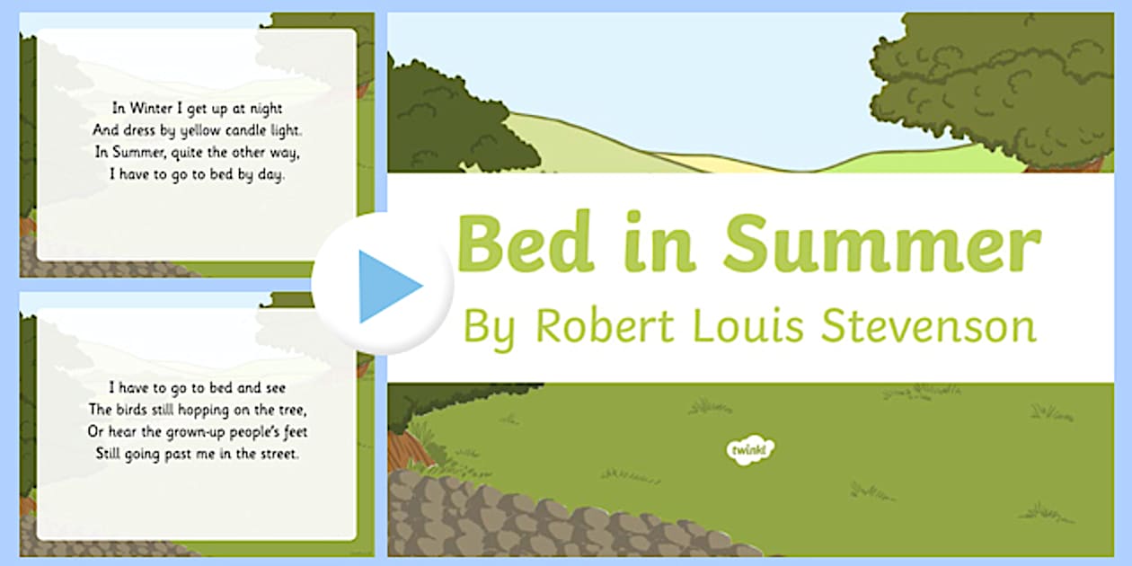 Bed in Summer by Robert Louis Stevenson Poem PowerPoint