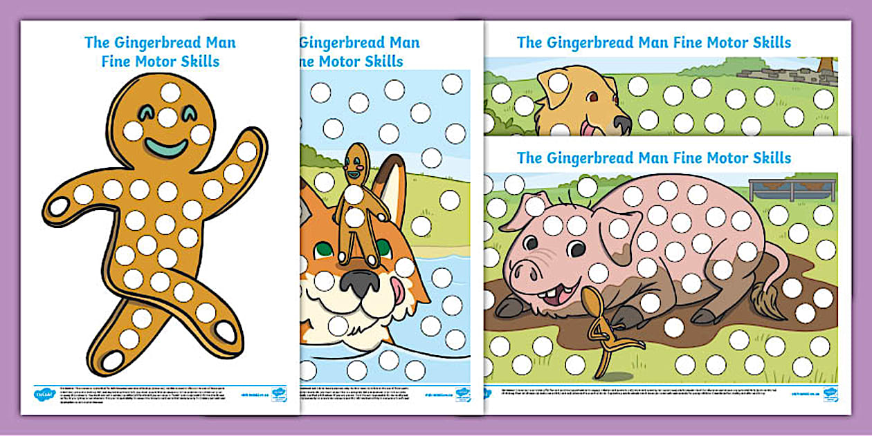 The Gingerbread Man Button Placing Fine Motor Skills Activity
