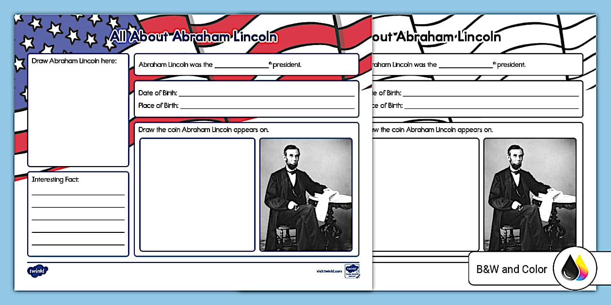 All About Lincoln Graphic Organizer | Resources | Twinkl