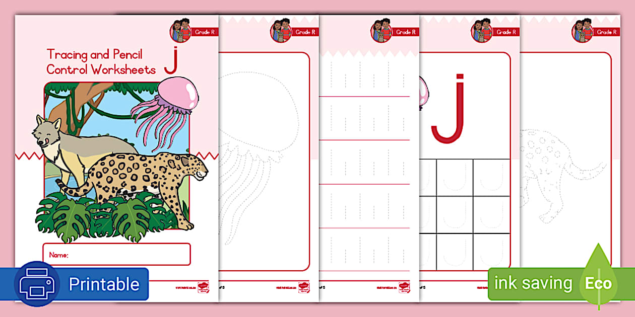 Gr. R Phonics Letter J Tracing and Pencil Control Worksheets