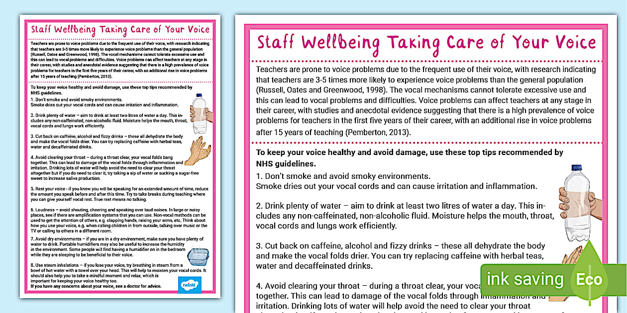 Staff Wellbeing Taking Care of Your Voice