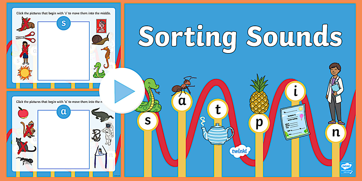 s, a, t, p, i, n Sorting Sounds PowerPoint Game - Twinkl