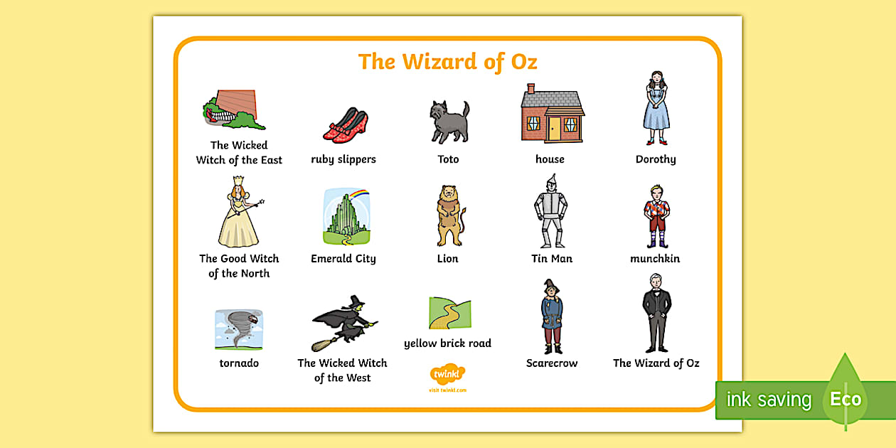 The Wizard of Oz - Word Worksheet (teacher made) - Twinkl