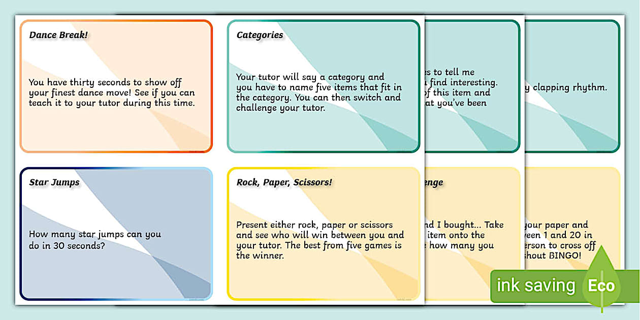 Tutor Session Break Activity Cards (teacher made) - Twinkl