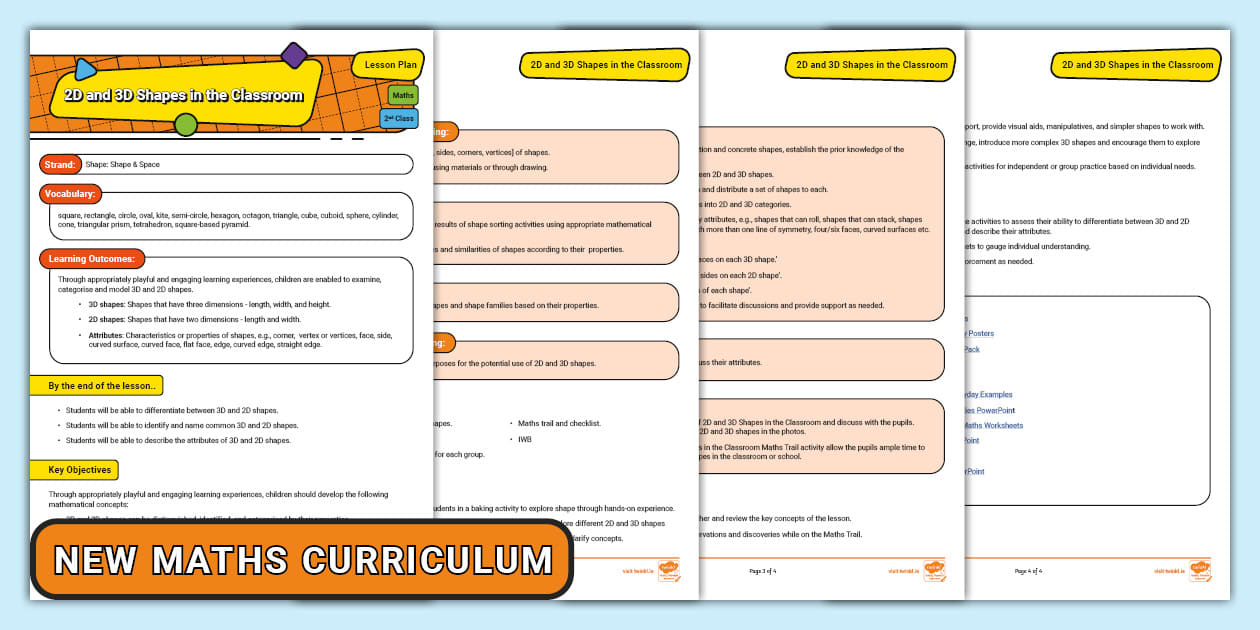 2D and 3D Shapes in the Classroom Lesson Plan (teacher made)