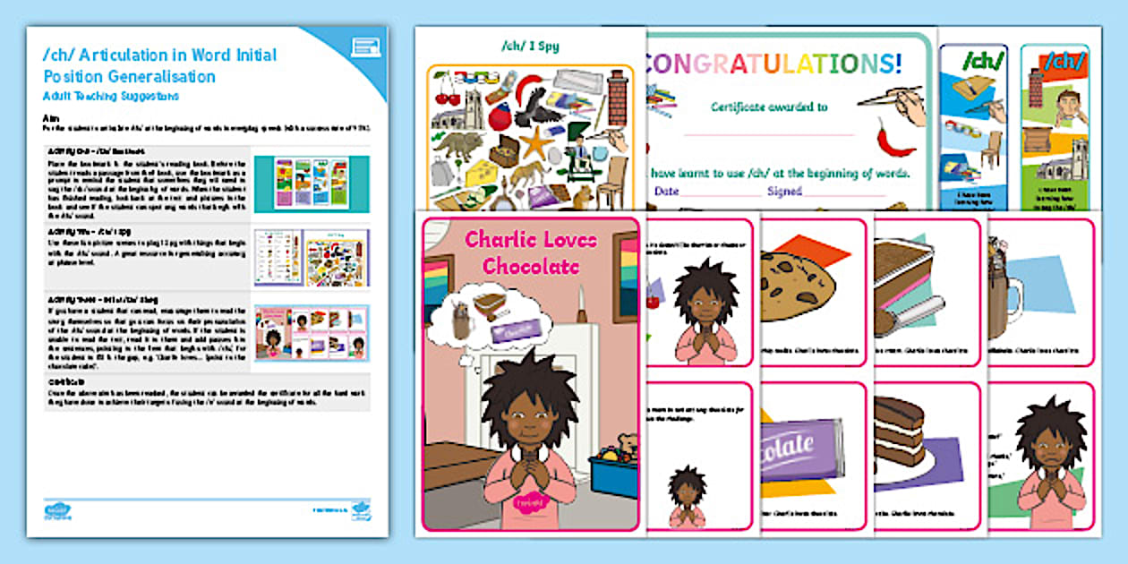 /ch/ Articulation at Word Initial Position Generalisation Activity Pack