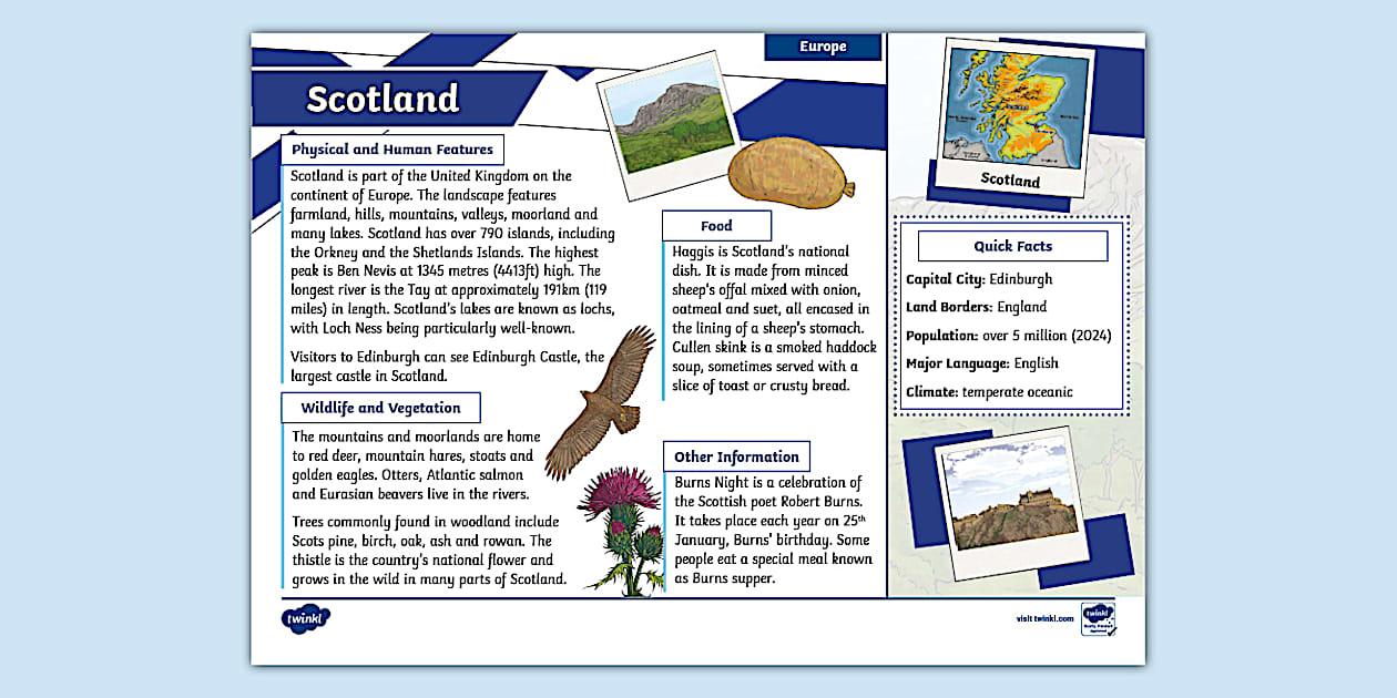 KS2 Scotland Fact File - Geography (teacher made) - Twinkl