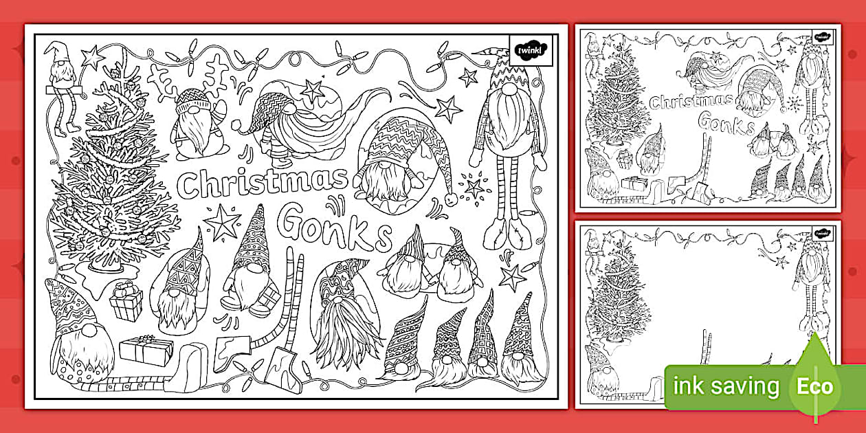 Christmas Gonks Doodle Colouring Pages (teacher made)