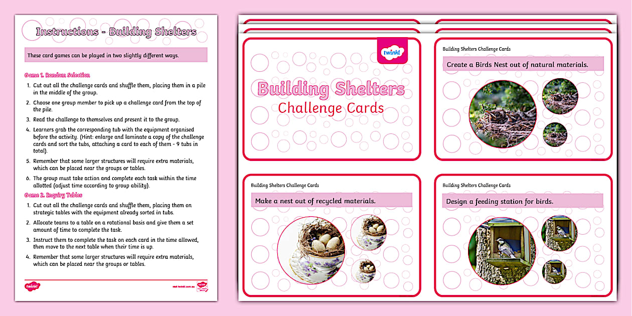 Building Shelters Challenge Cards (teacher made) - Twinkl