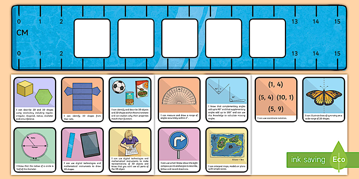 Second Level Shape, Position and Movement Ruler Display Target Cards