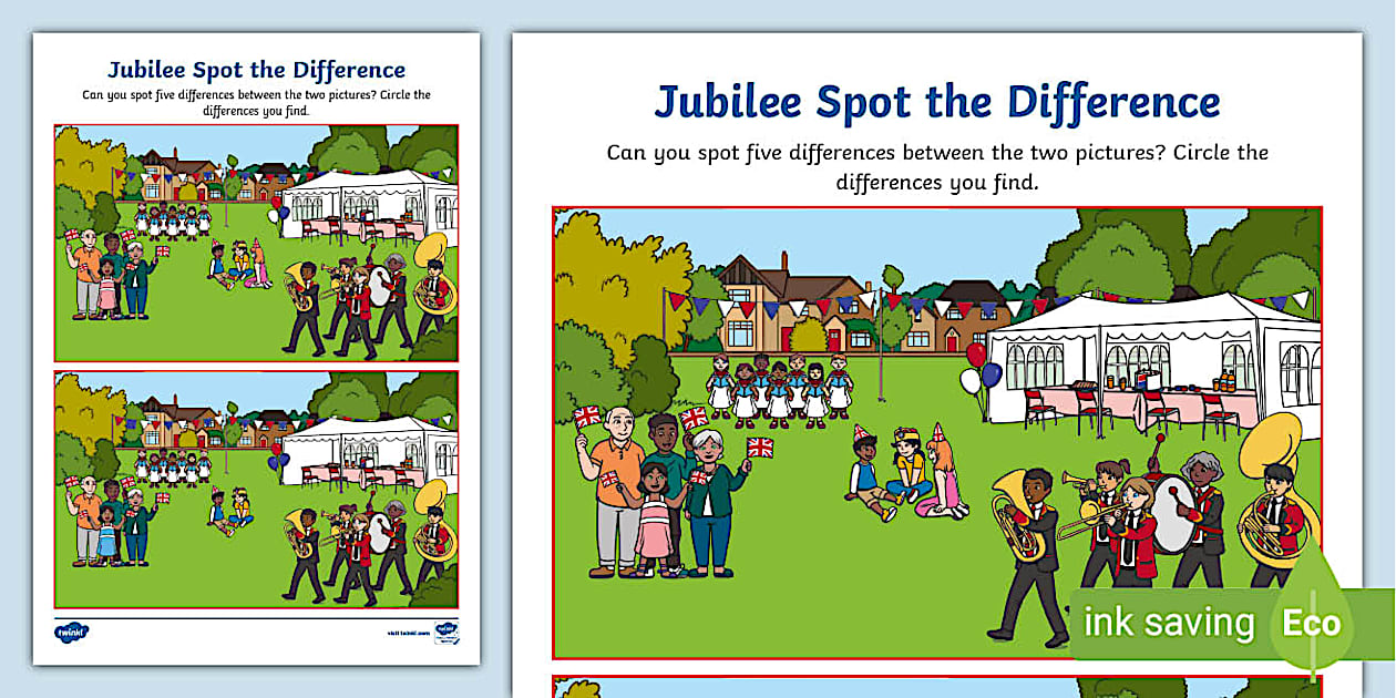 Jubilee Spot the Difference Activity - Twinkl - The Queen