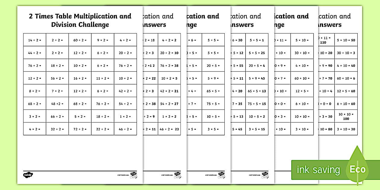 2, 5 and 10 Multiplication Times Tables Worksheets - Twinkl