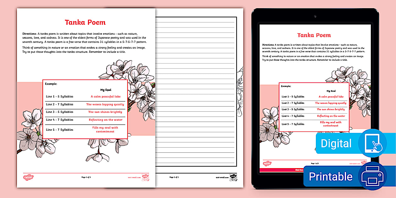 Example of Tanka Poem Activity | Resource | Twinkl USA