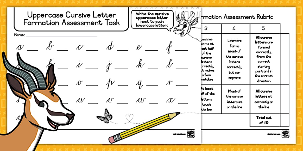 Uppercase Cursive Letter Formation Assessment Task and Rubric